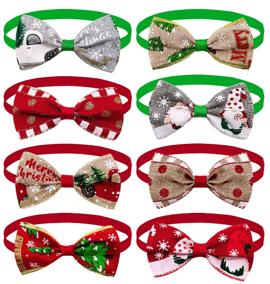 Christmas Retro Bowties (20 pieces) – Pink Paws - Pet Bow Ties for Groomers